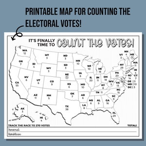 Electoral Map for Election Results Printable Coloring Page - Etsy