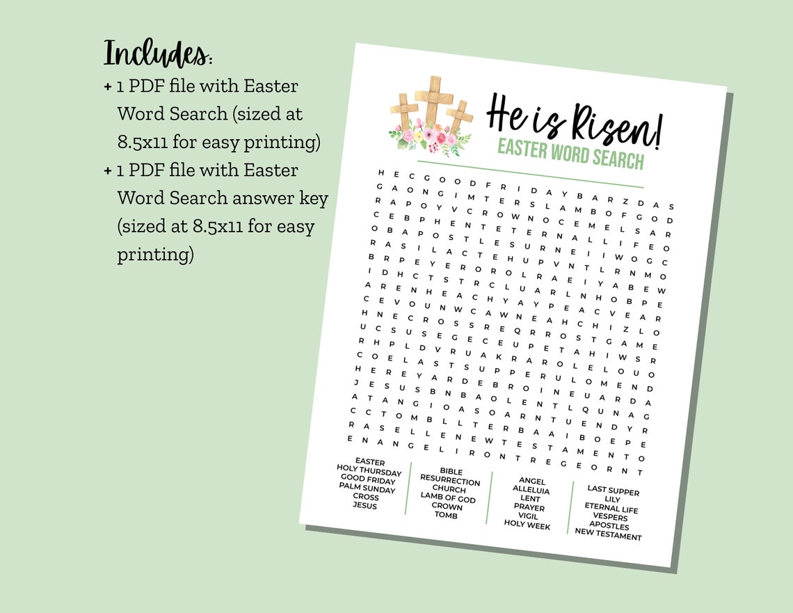 Religious Easter Word Search, Christian Easter Games, Easter Word Game ...
