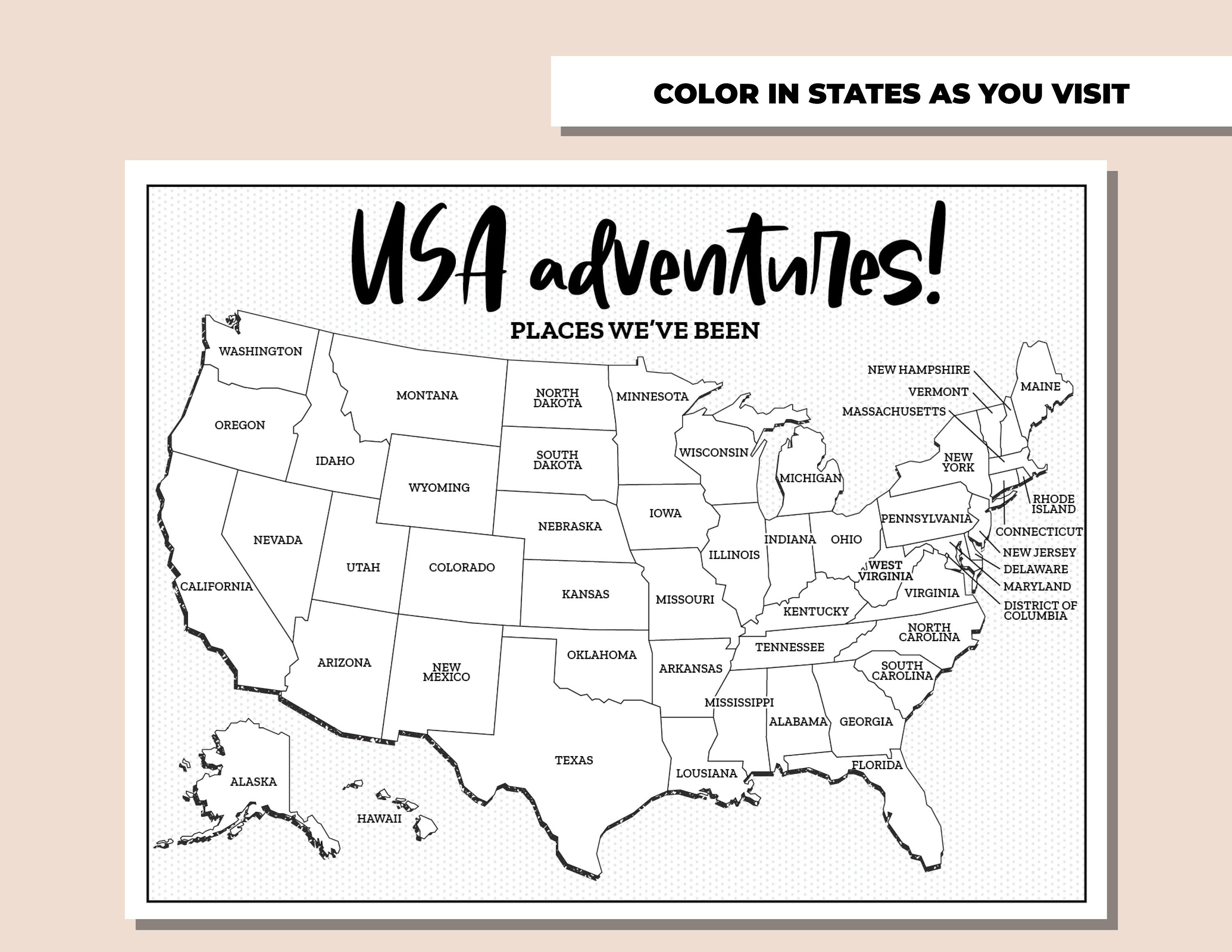 USA Adventures Map United States Map States Weve Visited - Etsy