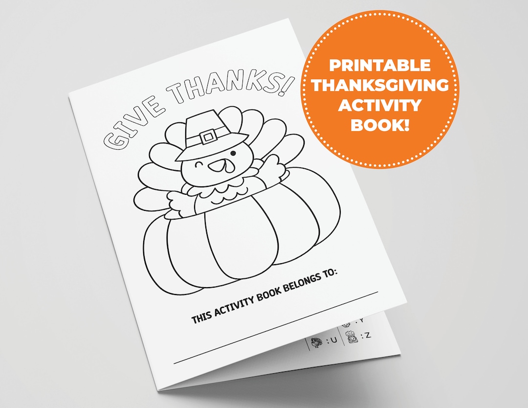 Thanksgiving Activity for Kids, Activity Book With Coloring Pages, Word ...