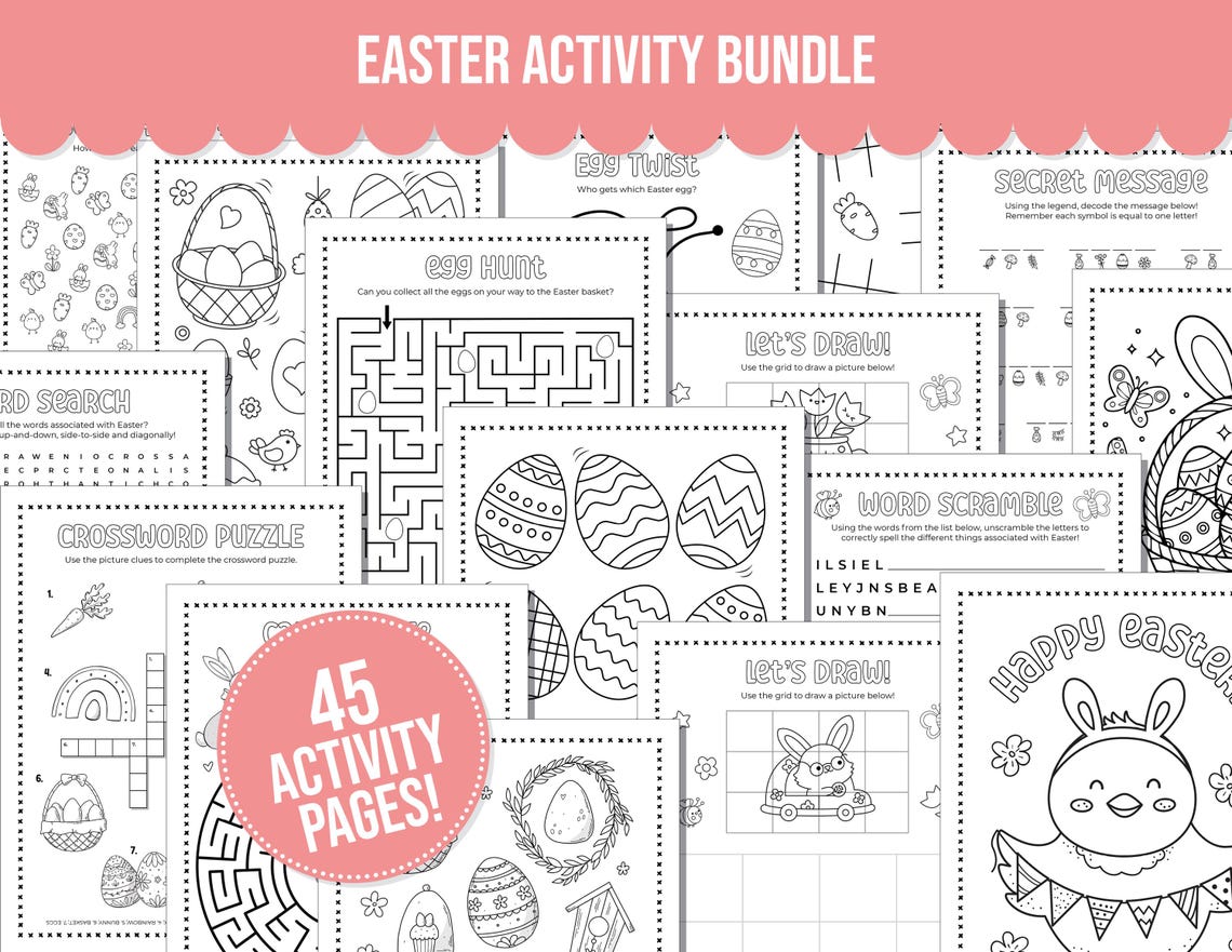 Easter Activity Bundle With Easter Coloring Pages, Printable Easter ...