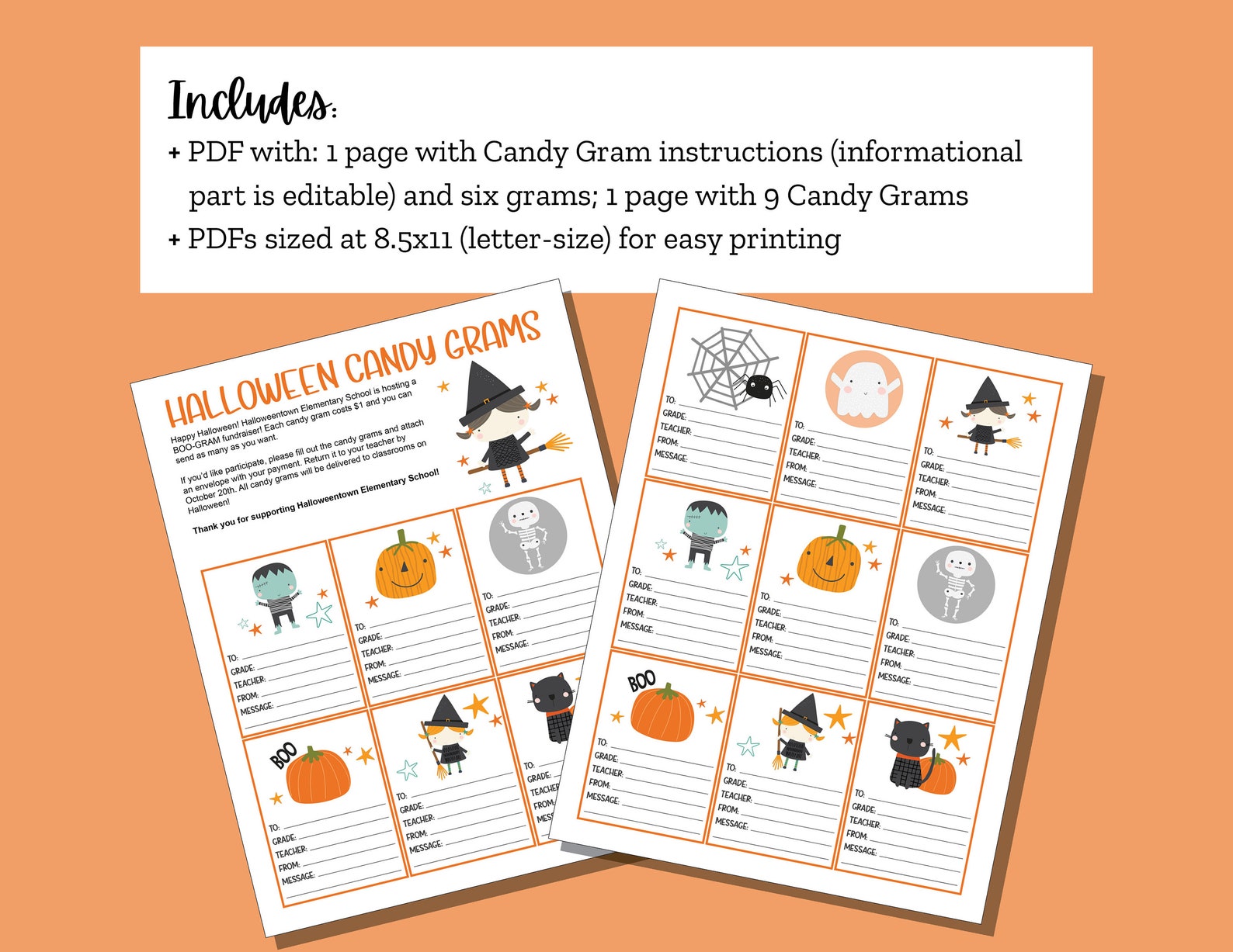 Halloween Candy Gram Fundraiser Flyer PTO Halloween Boo Gram Editable ...