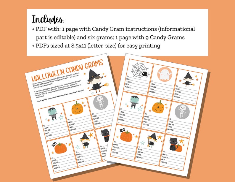 Halloween Candy Gram Fundraiser Flyer PTO Halloween Boo Gram Editable ...