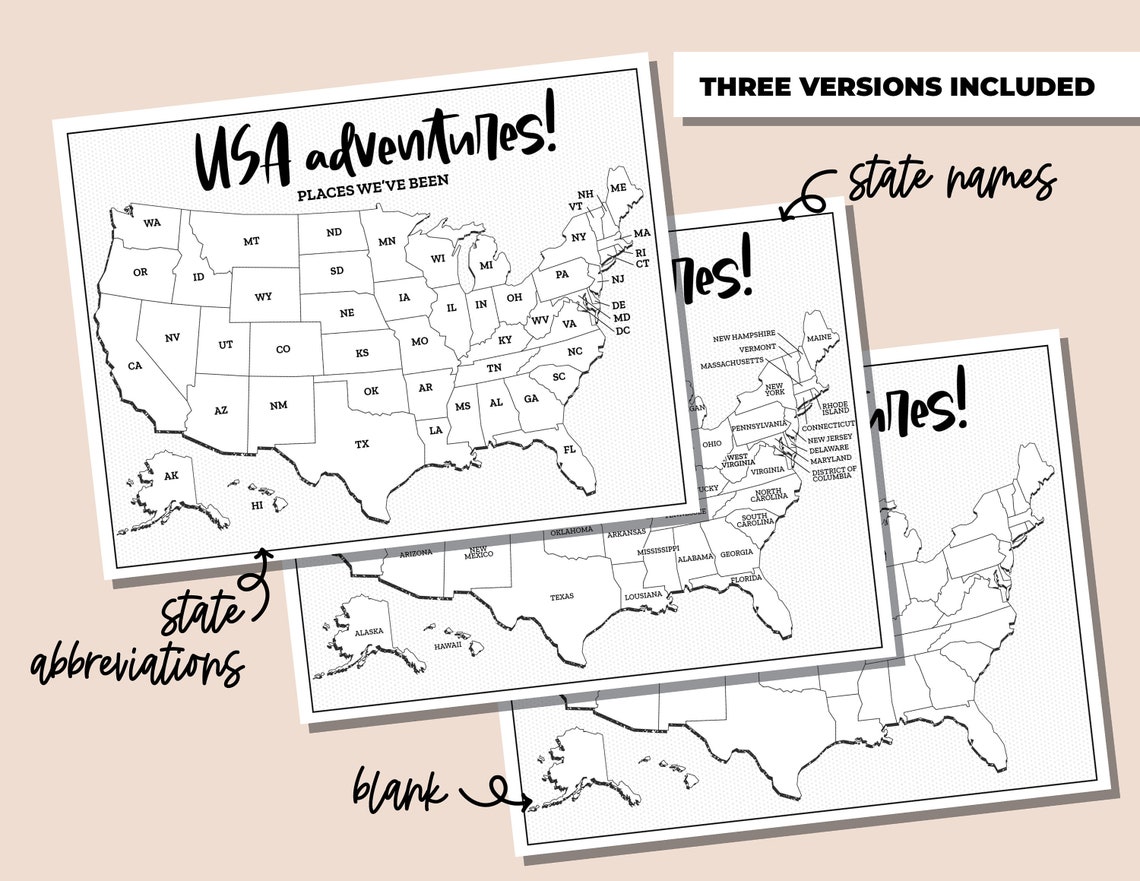 USA Adventures Map United States Map States Weve Visited - Etsy