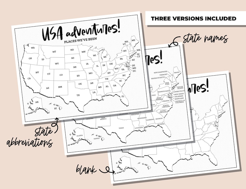 USA Adventures Map United States Map States Weve Visited - Etsy