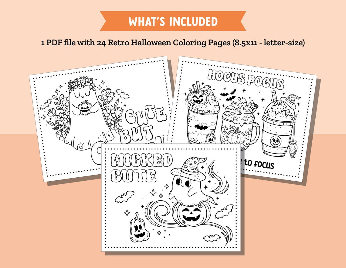 Retro Halloween Coloring Pages for Kids - 24 Groovy and Spooky Coloring ...