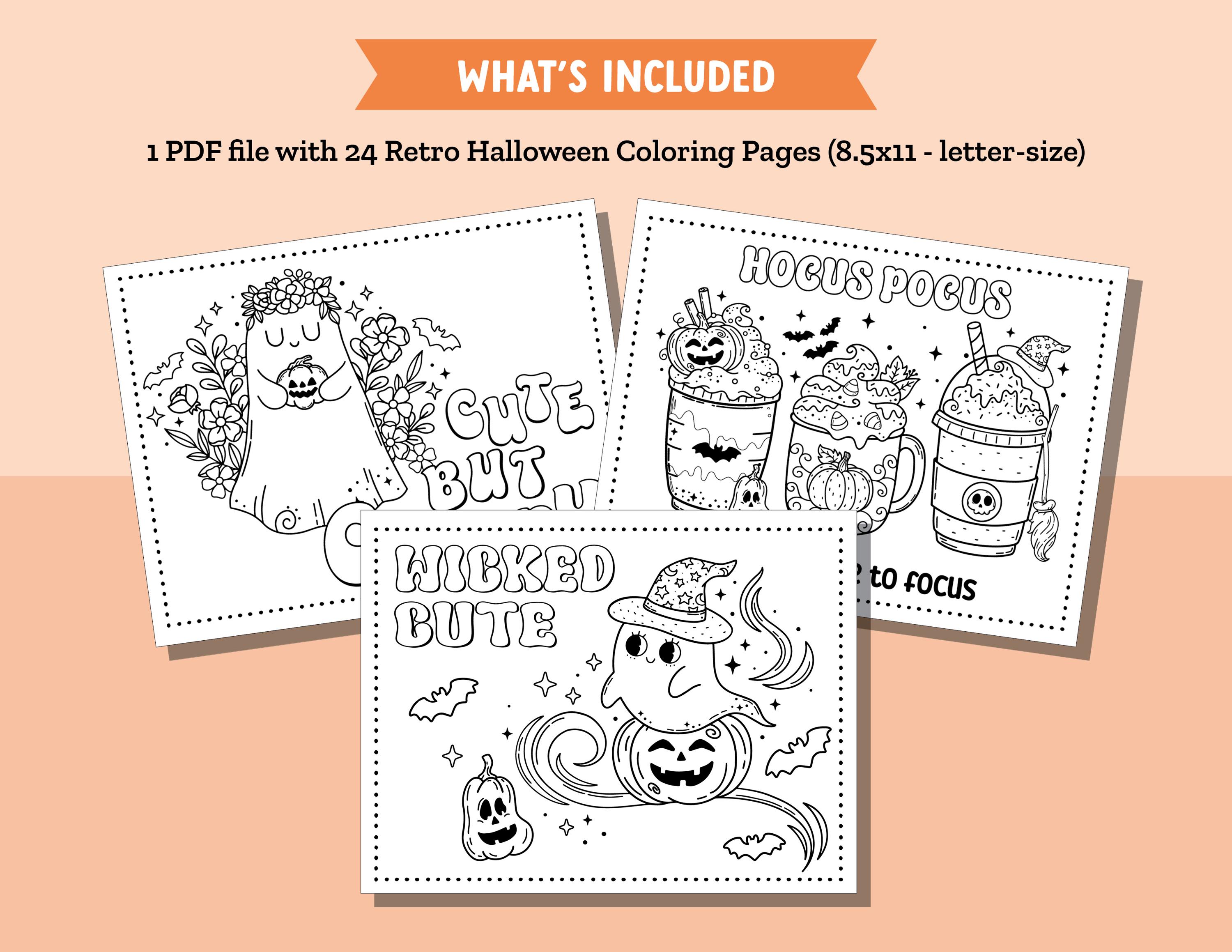 Retro Halloween Coloring Pages for Kids - 24 Groovy and Spooky Coloring ...
