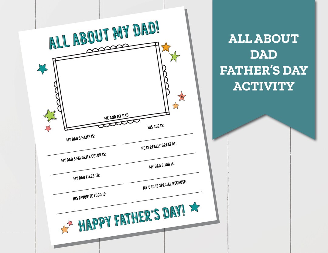 All About Dad Activity for Father's Day, Perfect Father's Day Activity ...