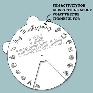Thankful Activity for Kids Spinner Wheel Printable Thanksgiving ...