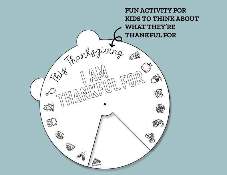 Thankful Activity for Kids Spinner Wheel Printable Thanksgiving ...