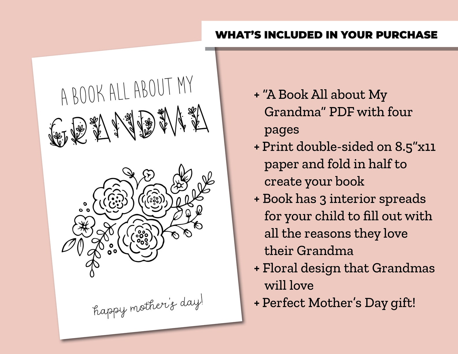 All About Grandma Printable Book for Mother's Day Perfect - Etsy