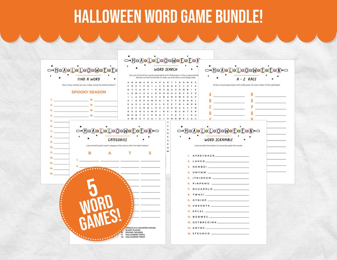 Halloween Word Search, Fall Word Games for Teens, Halloween Word ...