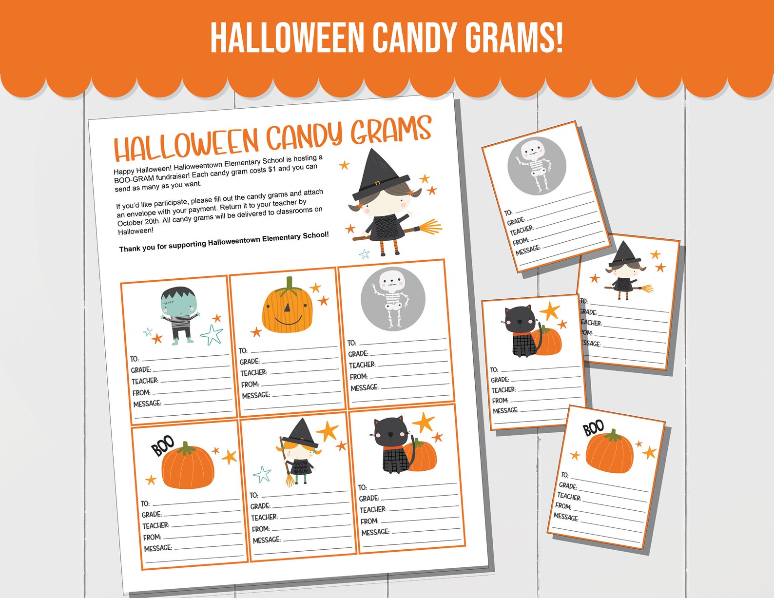 Halloween Candy Gram Fundraiser Flyer PTO Halloween Boo Gram Editable ...
