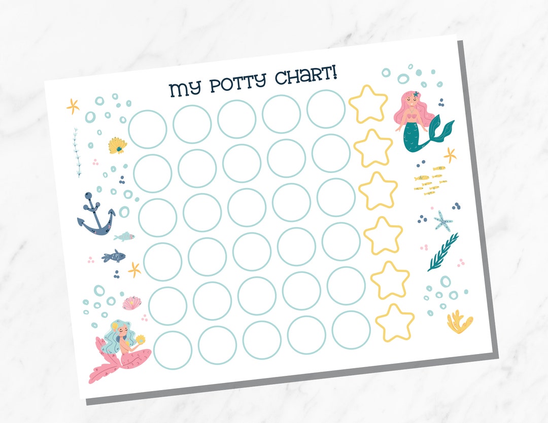 Potty Training Chart With Mermaid Design, Cute Sticker Chart for Kids ...