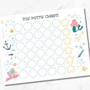 Potty Training Chart With Mermaid Design, Cute Sticker Chart for Kids ...