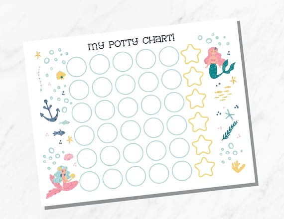 Potty Training Chart With Mermaid Design Cute Sticker Chart - Etsy