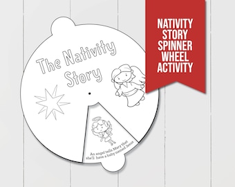 Birth of Jesus Coloring Wheel, Printable Nativity Christmas Activity ...