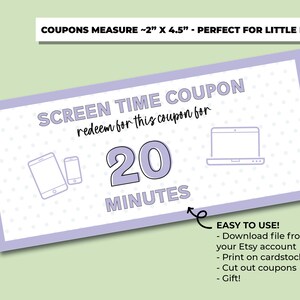 Screen Time Coupons for Kids, Printable Screen Time Tickets, Chore ...