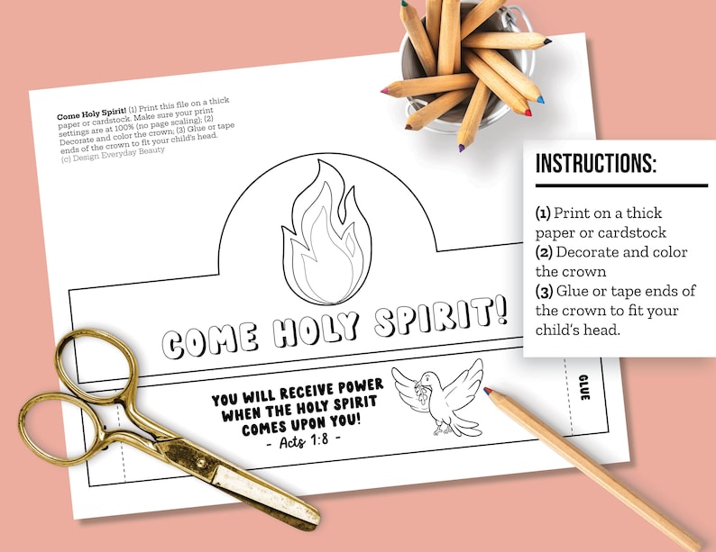 Pentecost Paper Crown Activity for Kids, Christian Pentecost Kids ...