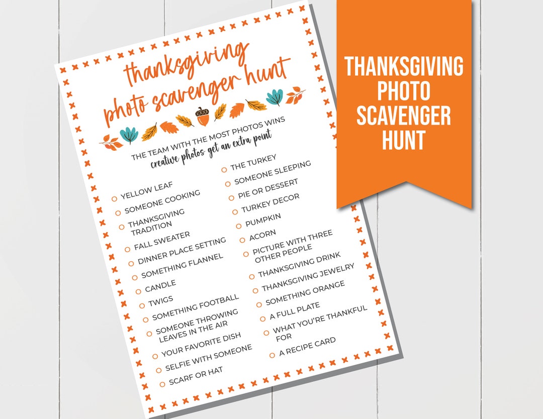 Thanksgiving Photo Scavenger Hunt Game, Fun Thanksgiving Game for ...