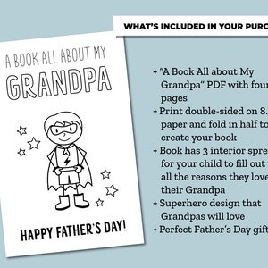 All About Grandpa Printable Book for Father's Day, Perfect Father's Day ...
