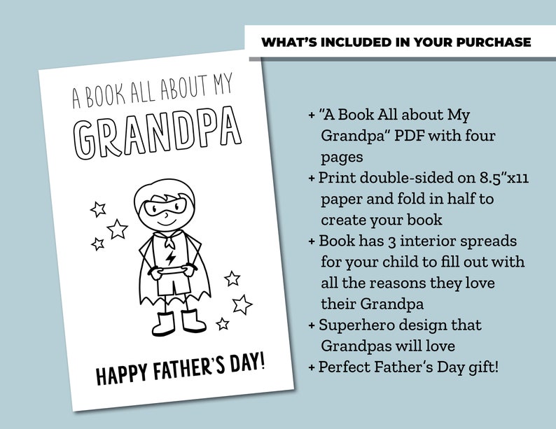 All About Grandpa Printable Book for Father's Day, Perfect Father's Day ...