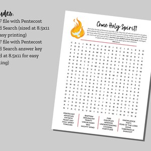 Religious Word Search, Christian Pentecost Games, Pentecost Word Game ...