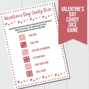 Valentines Day Candy Dice Game, Fun Valentines Game for Kids, Kids ...