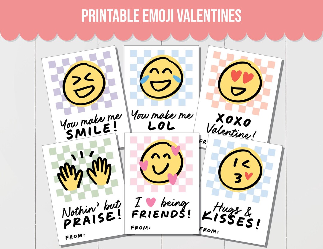 Cute Emoji Valentine Cards for Kids Classroom Valentine Exchange ...