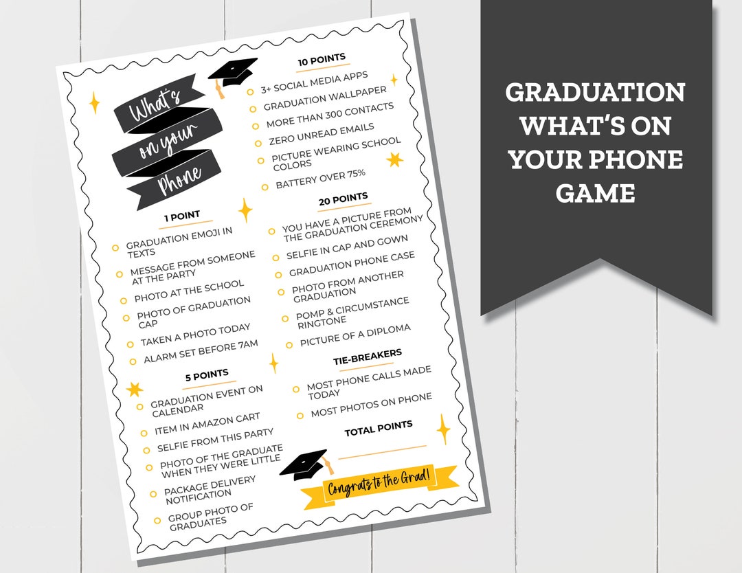 Graduation Whats on Your Phone Party Game, Fun Graduation Party Game ...