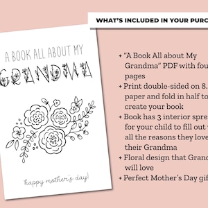 All About Grandma Printable Book for Mother's Day, Perfect Mother's Day ...