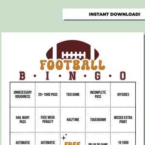 Football Bingo Game With 40 Unique Football Bingo Cards Printable ...