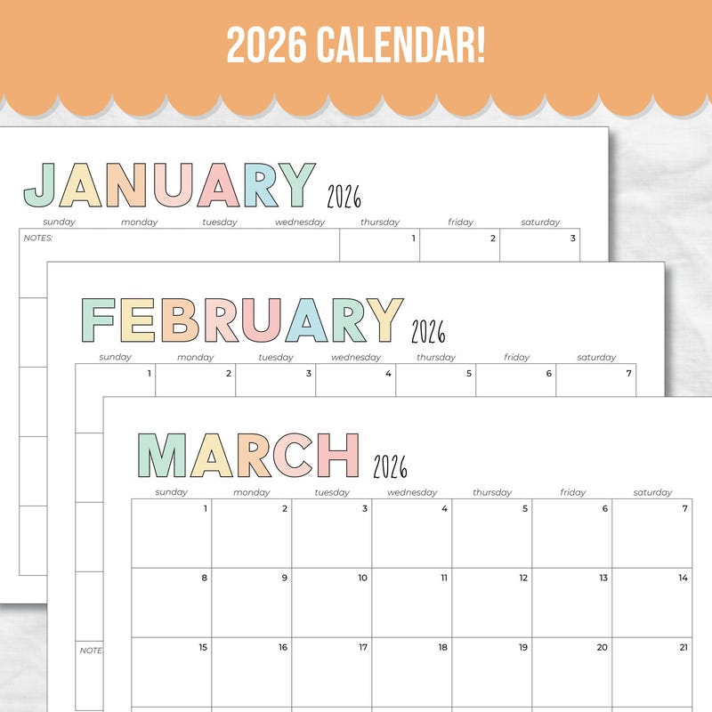 Printable Calendar - Etsy