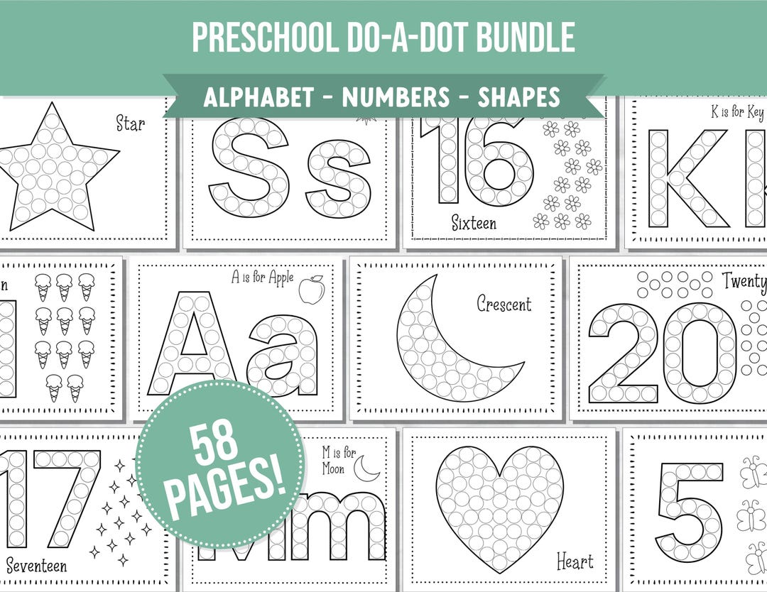 Do-a-dot Activity Bundle, Alphabet Do-a-dot, Number Do-a-dot and Shape ...