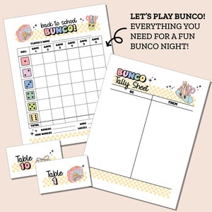 Back to School Bunco Printable Bundle With Score Cards, Tally Cards ...
