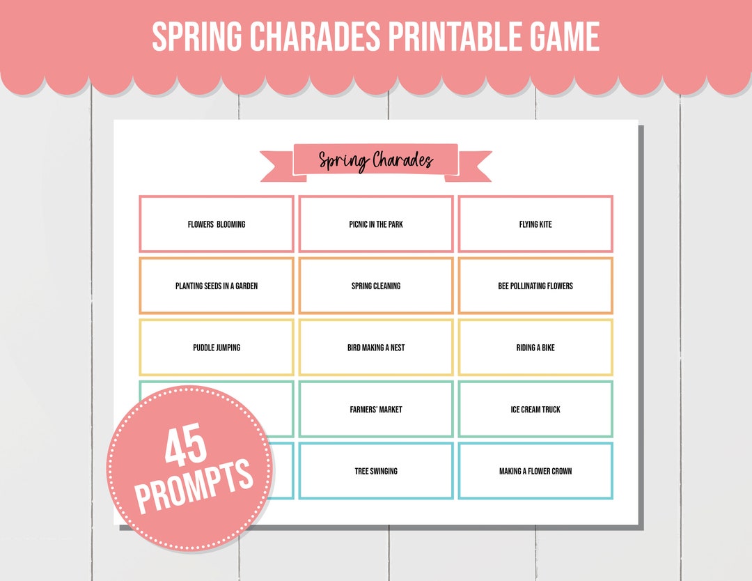 Spring Charades Party Game Printable for Your Easter Party! Includes ...