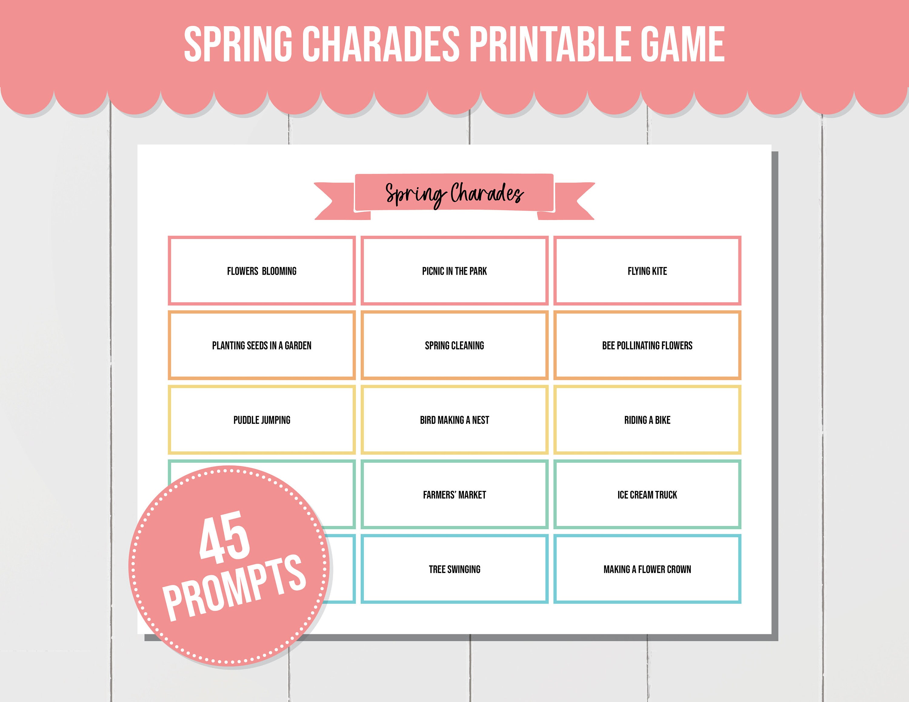 Spring Charades Party Game Printable for Your Easter Party! Includes ...