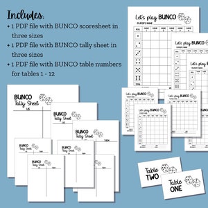 Ultimate Bunco Game Set - Score Sheets, Tally Sheets, Table Numbers ...