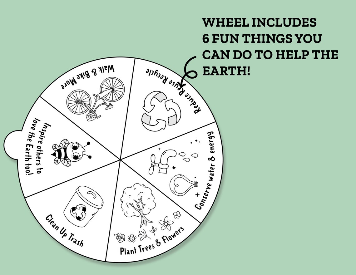 Earth Day Activities Printable, Printable Spinner Wheel Activity for ...