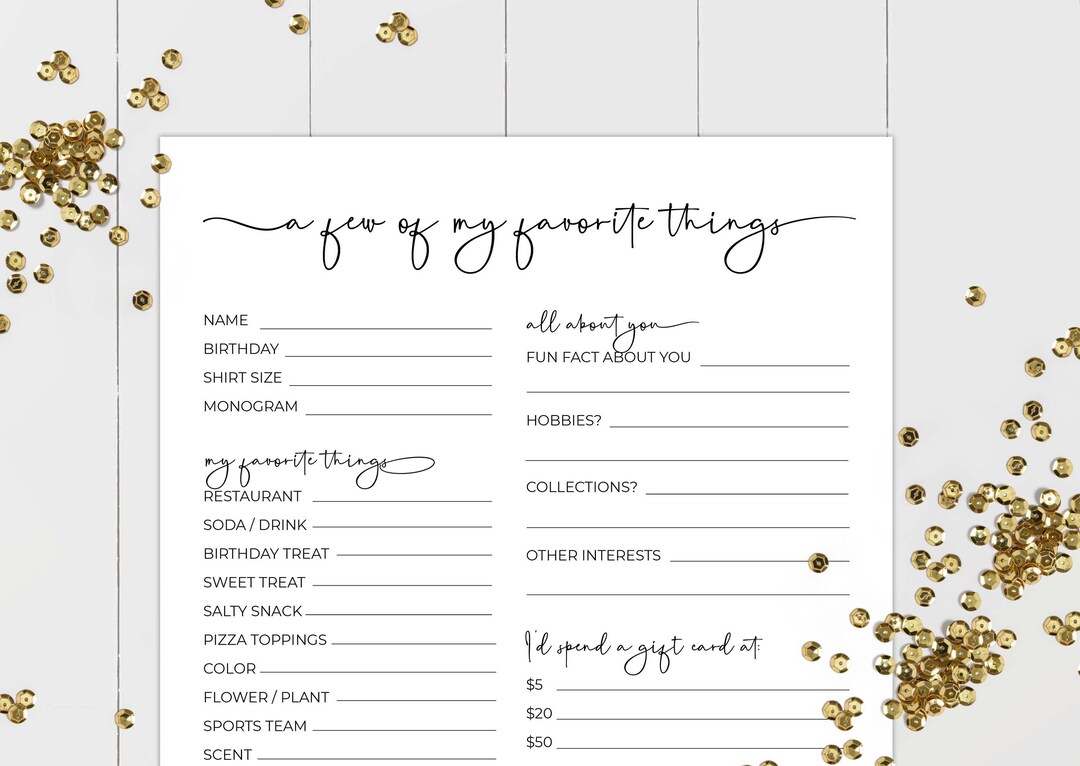 Favorite Things Quiz, Employee Questionnaire, All About Me for New Team ...