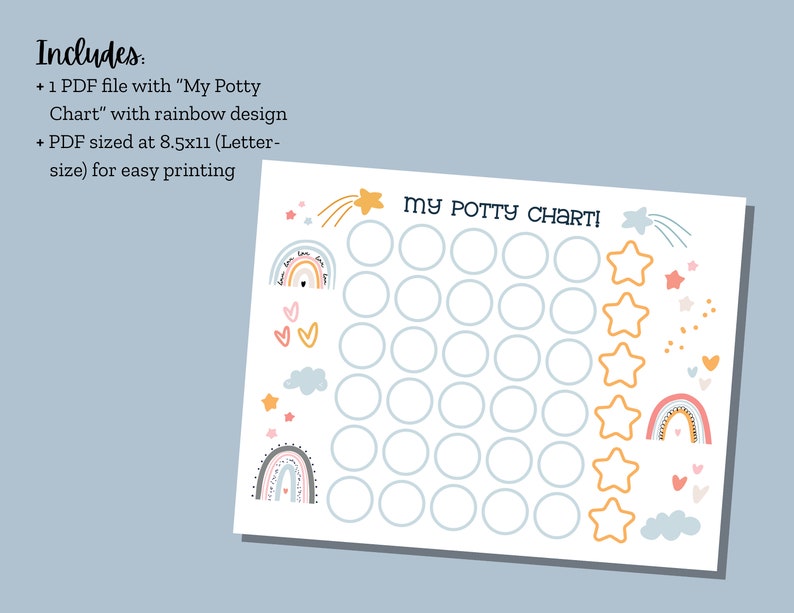 Rainbow Potty Chart for Toddlers Potty Training Chart for - Etsy