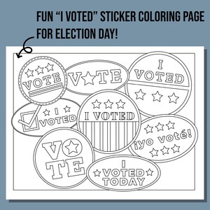 I VOTED! Stickers Printable Coloring Page for Kids Election Activity ...