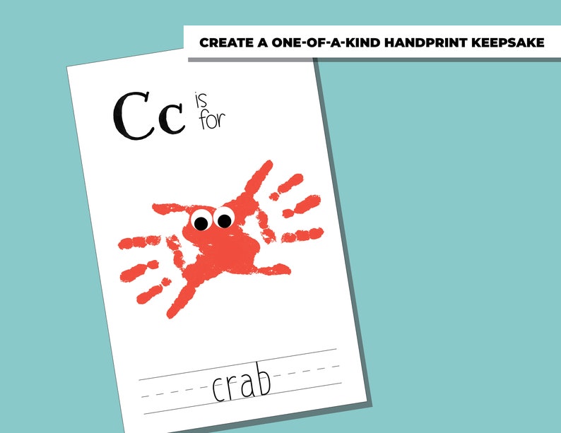 ABC Handprint Activity for Kids, Handprint Art Printable Keepsake ...