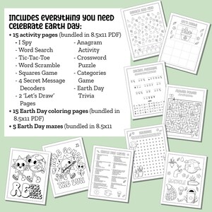 Earth Day Printable Activity Bundle With Coloring Pages, Word Search ...