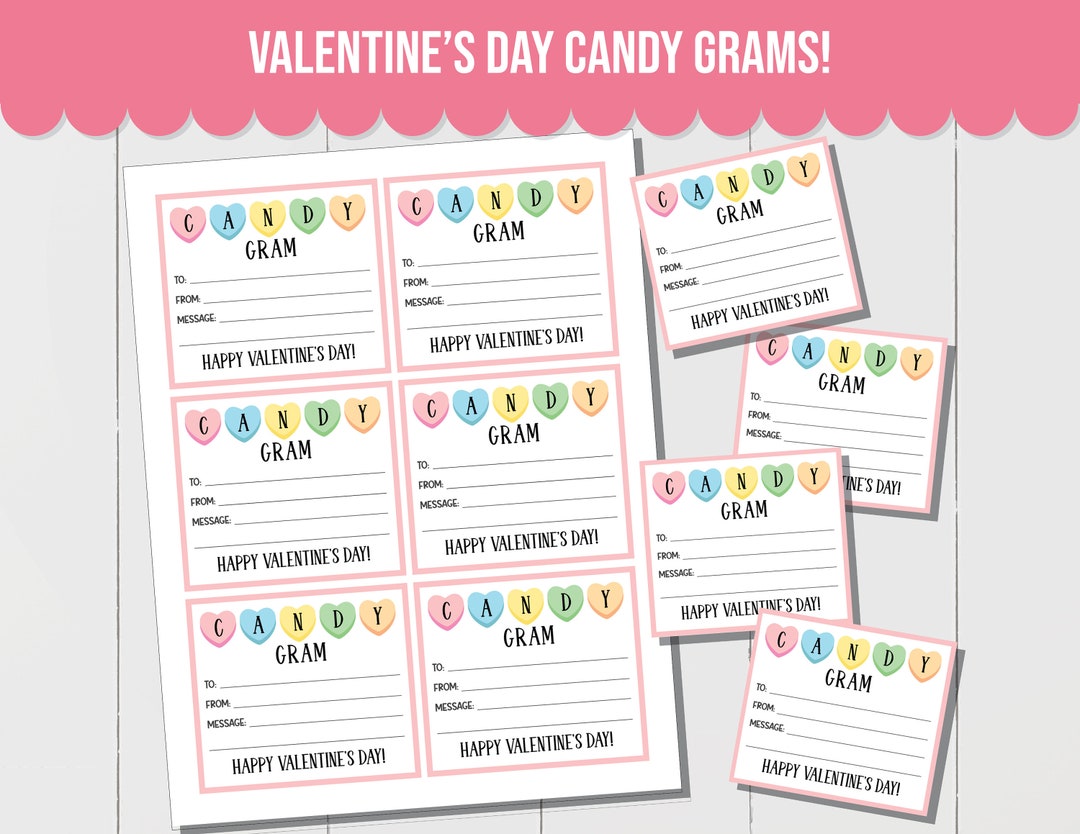 Valentines Day Candy Gram Fundraiser Flyer PTO Valentines Candy Gram ...