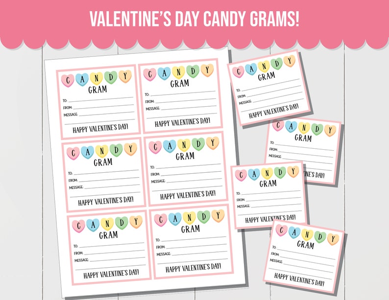 Valentines Day Candy Gram Fundraiser Flyer PTO Valentines Candy Gram ...