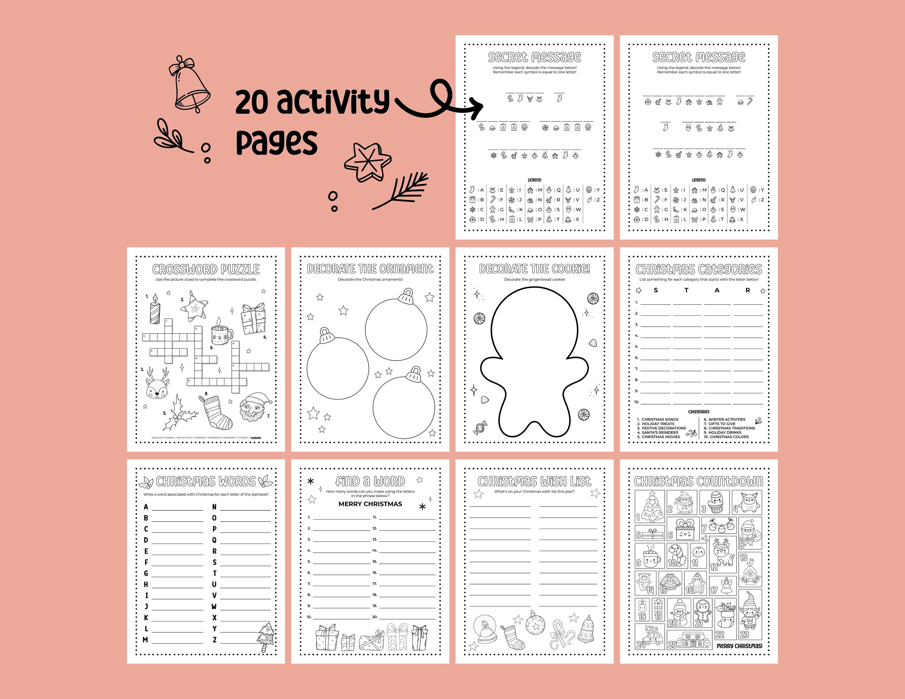 Christmas Kids Activity Bundle With Christmas Coloring Pages, Christmas ...