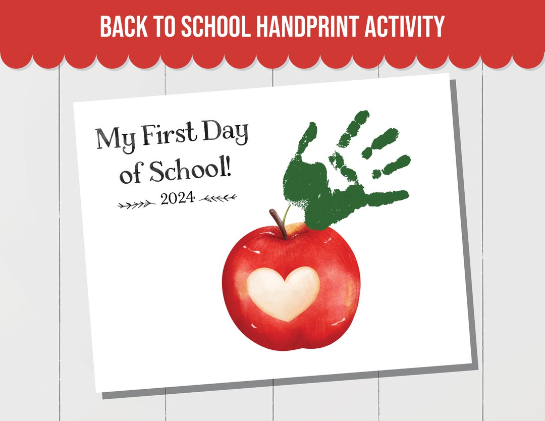 Back to School Handprint Art, Printable Handprint Activity for First ...