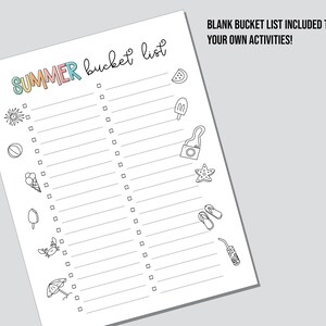 EDITABLE Summer Bucket List for Kids, Summer to Do List Printable - Etsy