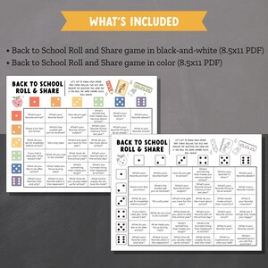 Back to School Roll and Share Game for Classroom Icebreaker, Kids Dice ...